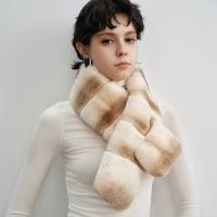 China Faux Rex Rabbit Fur Striped Scarf for sale