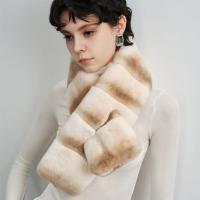 China Faux Rex Rabbit Fur Striped Scarf for sale