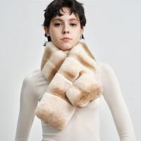 China Faux Rex Rabbit Fur Striped Scarf for sale