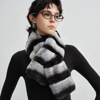 China Faux Rex Rabbit Fur Striped Scarf for sale