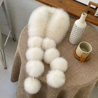 China Faux Fox Fur Scarf With Pom-Poms for sale