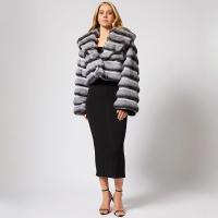 China Shawl Collar Chinchilla Faux Fur Jacket for sale