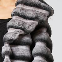 China Shawl Collar Chinchilla Faux Fur Jacket for sale