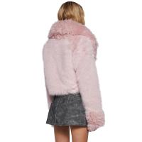 China Pom poms Faux Fur Cropped Jacket for sale