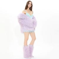 China Lilac Mongolian Faux Fur Coat for sale