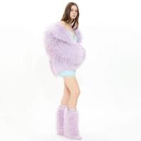 China Lilac Mongolian Faux Fur Coat for sale