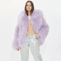 China Lilac Mongolian Faux Fur Coat for sale