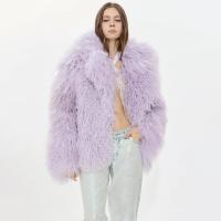 China Lilac Mongolian Faux Fur Coat for sale