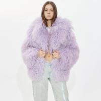 China Lilac Mongolian Faux Fur Coat for sale