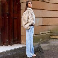 China Striped Faux Fur Jacket for sale