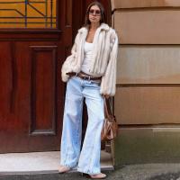 China Striped Faux Fur Jacket for sale