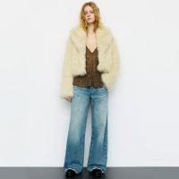 China Light Yellow Short Faux Fur Jacket for sale