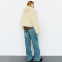 China Light Yellow Short Faux Fur Jacket for sale