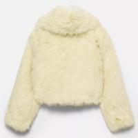 China Light Yellow Short Faux Fur Jacket for sale