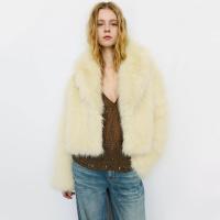 China Light Yellow Short Faux Fur Jacket for sale