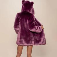 China Women's Wolf Ear Faux Fur Hooded Coat for sale