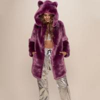 China Women's Wolf Ear Faux Fur Hooded Coat for sale