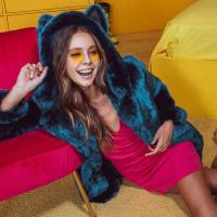 China Women's Wolf Ear Faux Fur Hooded Coat for sale