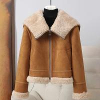 China Faux Chamois Leather Faux Sheep Fur Biker Jacket for sale