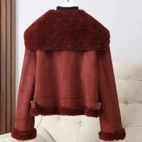 China Faux Chamois Leather Faux Sheep Fur Biker Jacket for sale