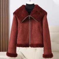 China Faux Chamois Leather Faux Sheep Fur Biker Jacket for sale