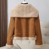 China Faux Chamois Leather Faux Sheep Fur Biker Jacket for sale