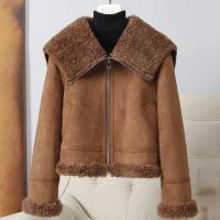 China Faux Chamois Leather Faux Sheep Fur Biker Jacket for sale