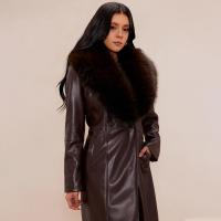 China Chocolate Color Eco-Friendly High Insulation Faux Leather Coat for Women for sale