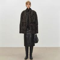 China Persian Lamb Faux Fur Coat with Stand-up Collar Cruelty-Free Hip-length Loose Outerwear for Women for sale