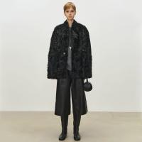 China Persian Lamb Faux Fur Coat with Stand-up Collar Cruelty-Free Hip-length Loose Outerwear for Women for sale