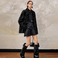 China Persian Lamb Faux Fur Coat with Stand-up Collar Machine Washable and High Abrasion Resistance for sale