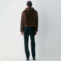 China Old Hollywood Glam Leopard Faux Fur Jacket - Waist-length Single-breasted Jacket with 100% Recycled Polyester for sale