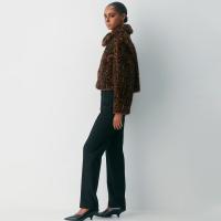 China Old Hollywood Glam Leopard Faux Fur Jacket - Waist-length Single-breasted Jacket with 100% Recycled Polyester for sale