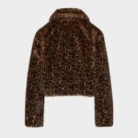 China Old Hollywood Glam Leopard Faux Fur Jacket - Waist-length Single-breasted Jacket with 100% Recycled Polyester for sale