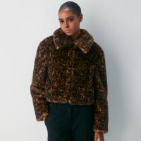 China Old Hollywood Glam Leopard Faux Fur Jacket - Waist-length Single-breasted Jacket with 100% Recycled Polyester for sale
