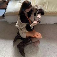 China Artistic Persian Lamb Faux Fur Two-Color Jacket for sale
