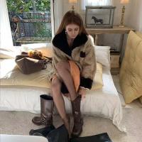 China Artistic Persian Lamb Faux Fur Two-Color Jacket for sale