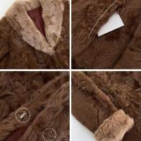 China Contrasting Color Persian Lamb Style Faux Fur Coat with 115cm Length for Women for sale