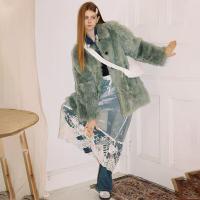 China Mint Mambo Tuscan Wool Faux Fur Coat for sale