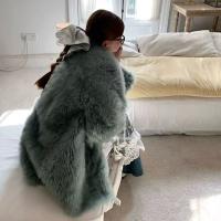 China Mint Mambo Tuscan Wool Faux Fur Coat for sale