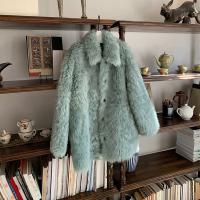 China Mint Mambo Tuscan Wool Faux Fur Coat for sale
