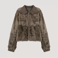 China Barnfit Leather Patching Faux Fur Jacket for sale