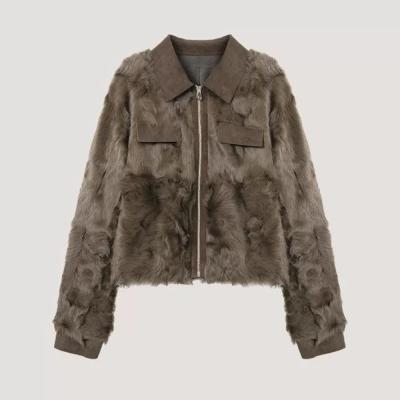 China Barnfit Leather Patching Faux Fur Jacket for sale