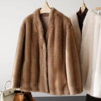 China V-neck Custom-made Faux Mink Fur Jacket for sale