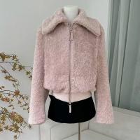 China Large Lapel Faux Fur Zipper Jacket for sale
