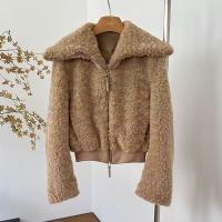 China Large Lapel Faux Fur Zipper Jacket for sale