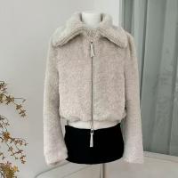 China Large Lapel Faux Fur Zipper Jacket for sale