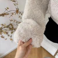 China Large Lapel Faux Fur Zipper Jacket for sale