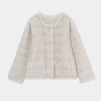 China Wide-Striped Faux Mink Fur Jacket for sale