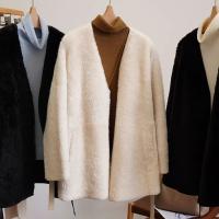 China V Collar Lacon Faux Fur Coat for sale